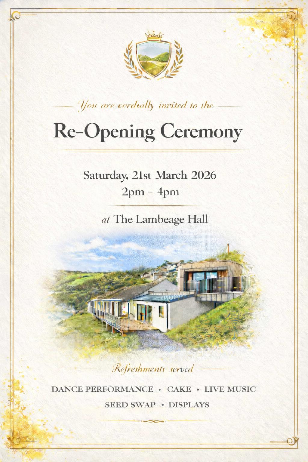 Lambeage Hall Re-opening 21st March – Coverack Village